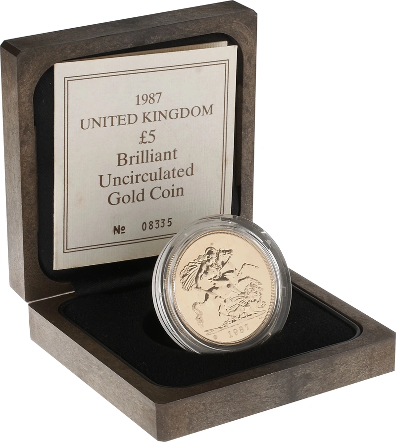 1987 Gold £5 Coin Brilliant Uncirculated Boxed - From £5,043 ...
