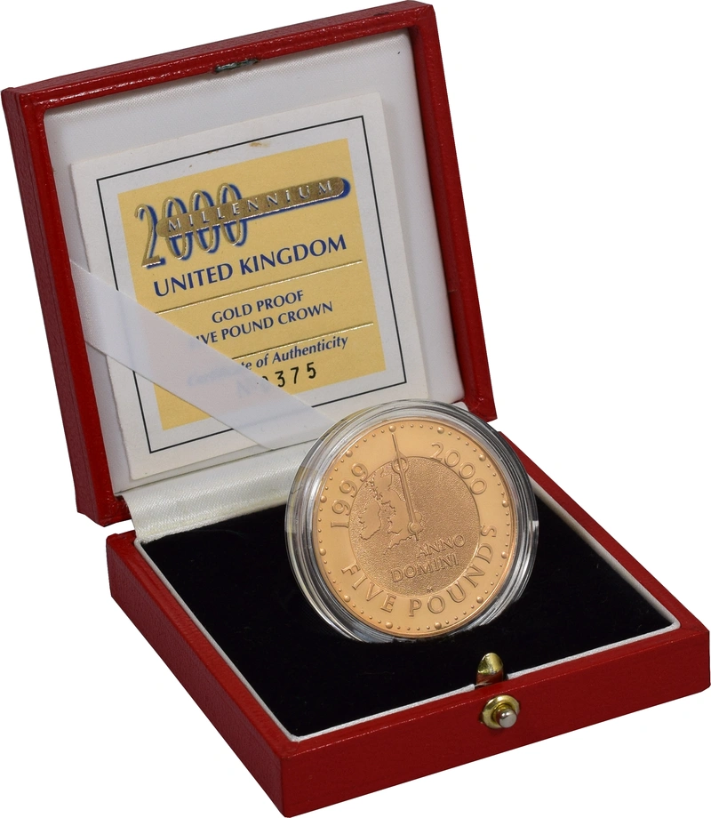 1999 2000 Proof Gold Crown £5 Coin Millennium Boxed - From £4,531 ...