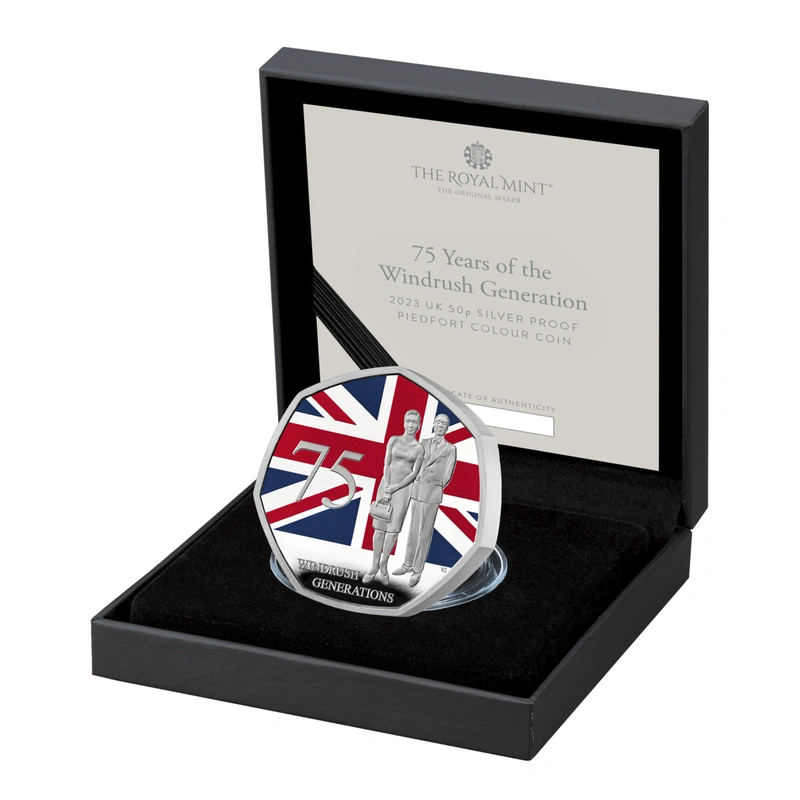 2023 Piedfort Proof 50p Silver Coin 75 Years of the Windrush Generation ...