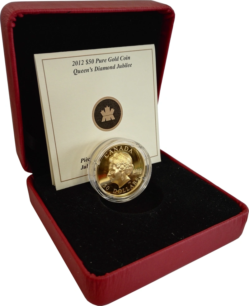 High Relief 2012 $50 Pure Gold Proof Coin Queen's Diamond Jubilee Boxed ...
