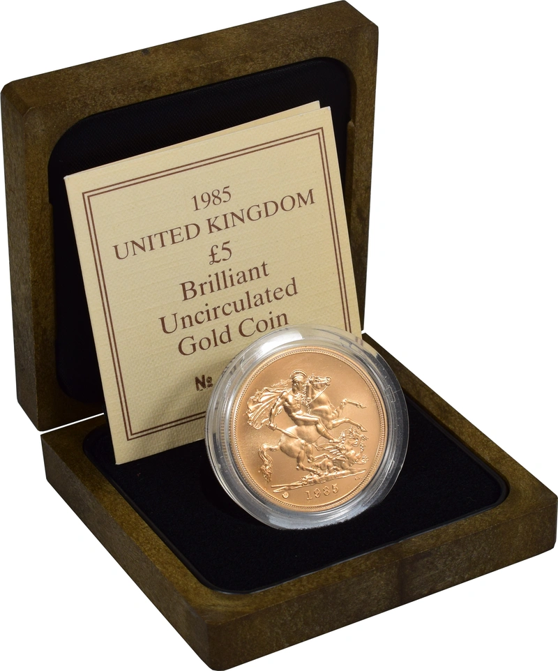 1985 Gold £5 Coin Brilliant Uncirculated Boxed - From £5,367 ...