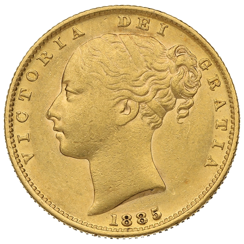 1885 Gold Sovereign Coin Queen Victoria Young Head Shield Back Sydney ...