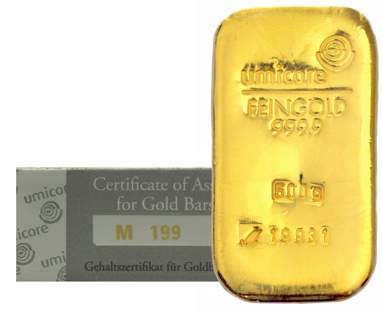500g Umicore Gold Bars | BullionByPost - From £13,243 500g Umicore Gold Bars | BullionByPost - From £13,243