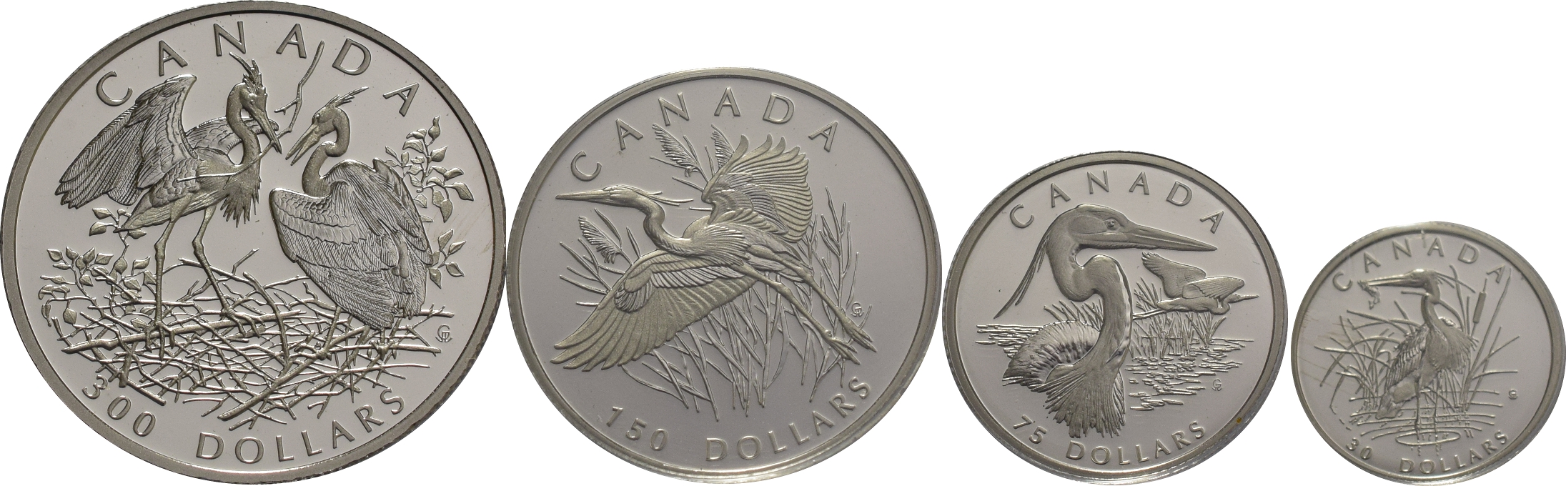 2002 Platinum Canadian Great Blue Heron 4 coin set - £2,879