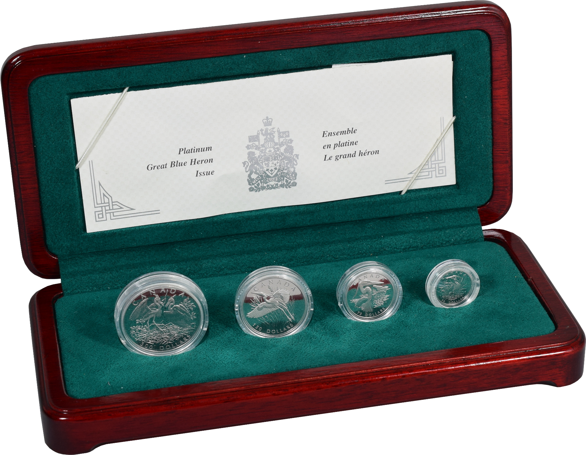 2002 Platinum Canadian Great Blue Heron 4 coin set - £2,879