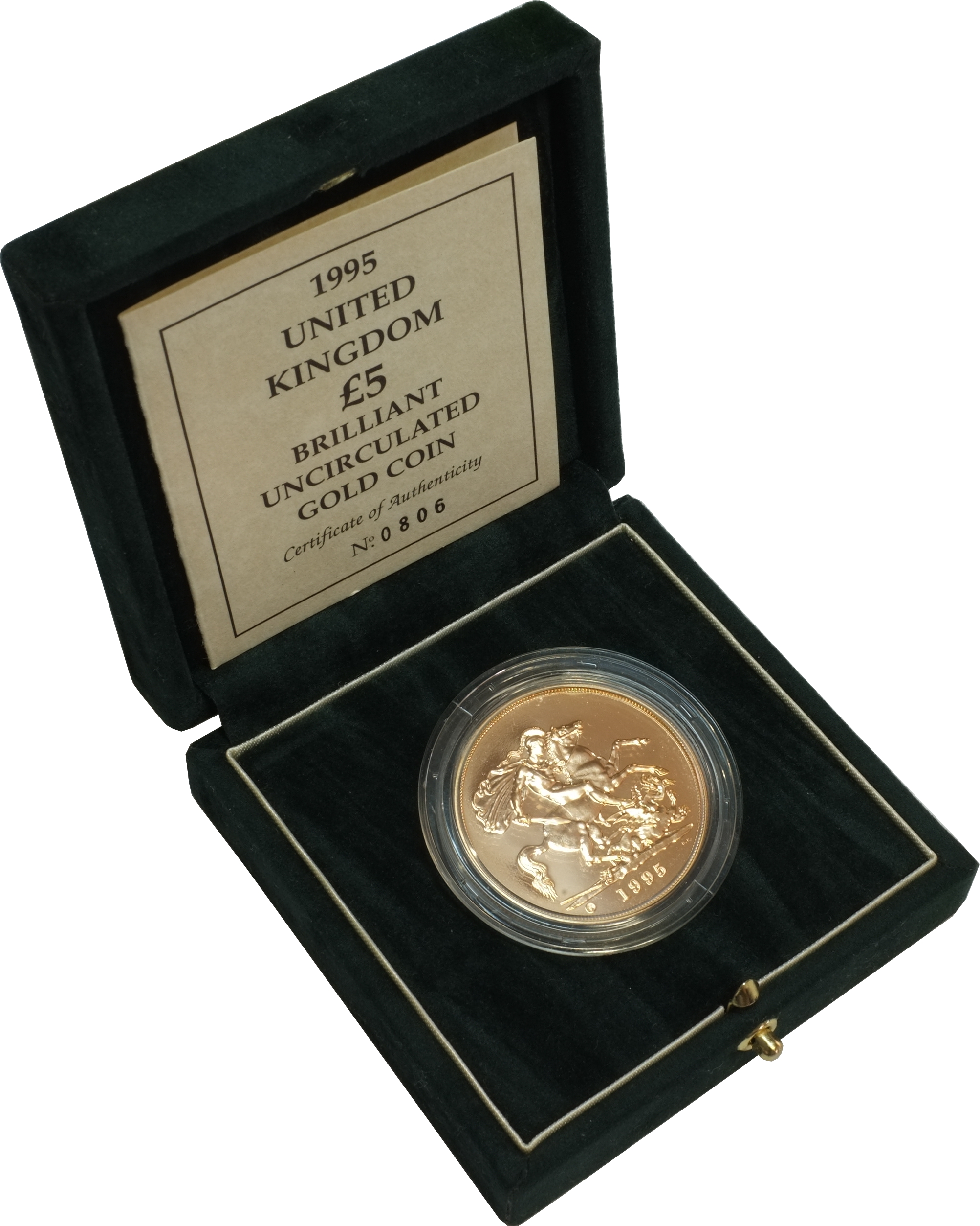 1995 - Gold £5 Brilliant Uncirculated Coin Boxed - £2,919
