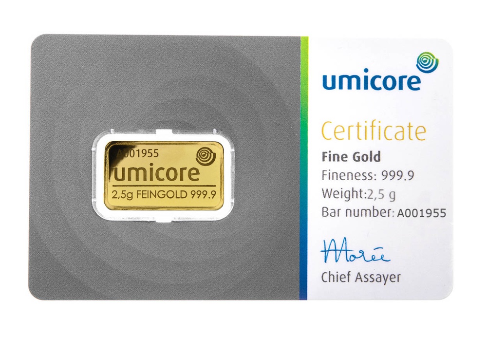 Sell 2.5g Gold Bars - Up to £141.79 | BullionByPost